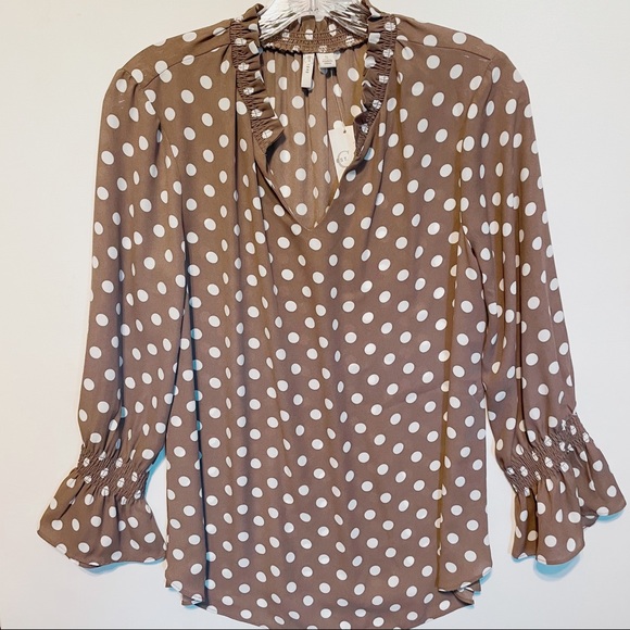 Cato | Tops | New Tan Polka Dot Sheer Top | Poshmark